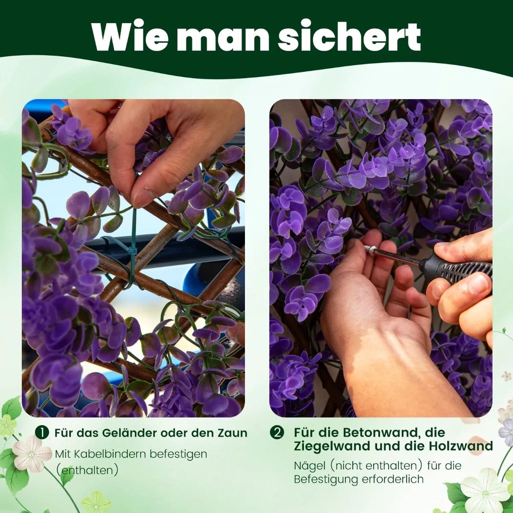 Costway Živé ploty na stěnu rostlin s fialovým eukalyptem, umělé Ivy Garden