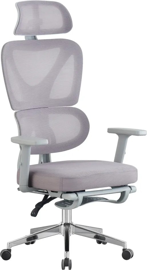 Ergonomická kancelářská židle SUPREME - šedá síťovina