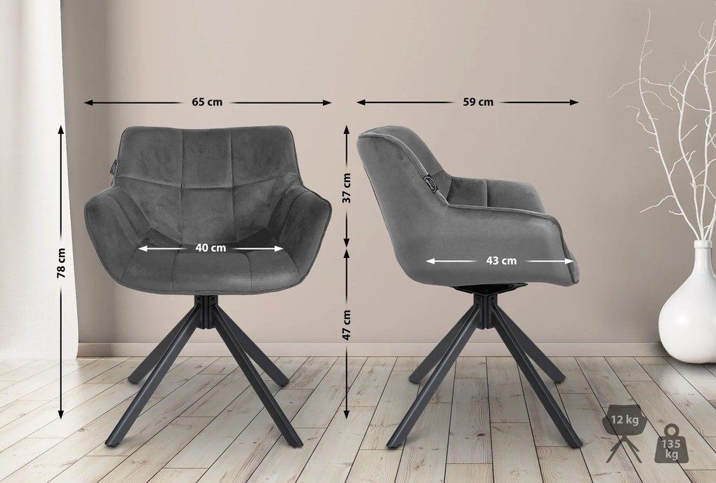Židle Westport samet – šedá