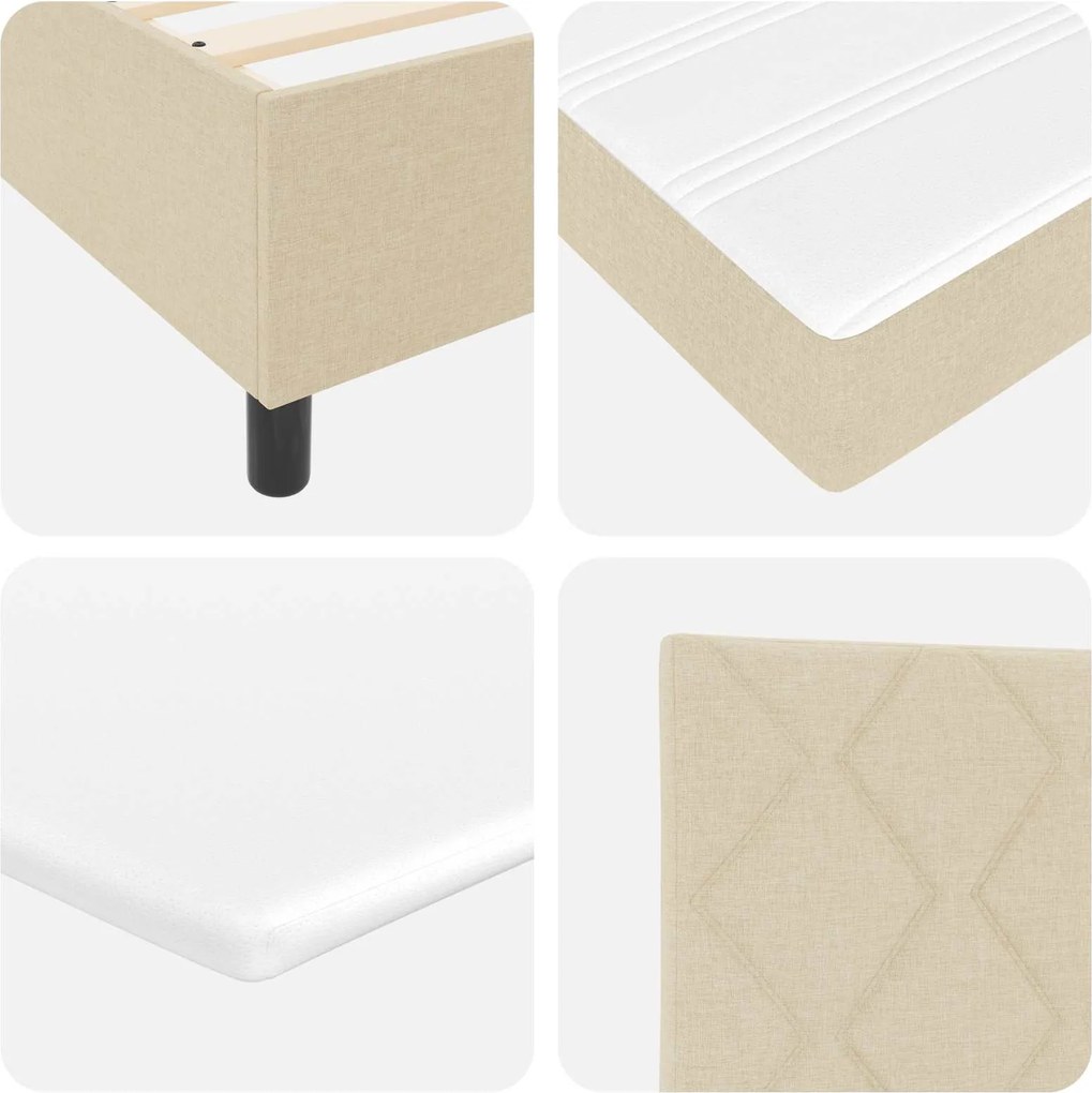 Postel s boxspringem s čelo Krémová 100 x 200 cm textil 3339446