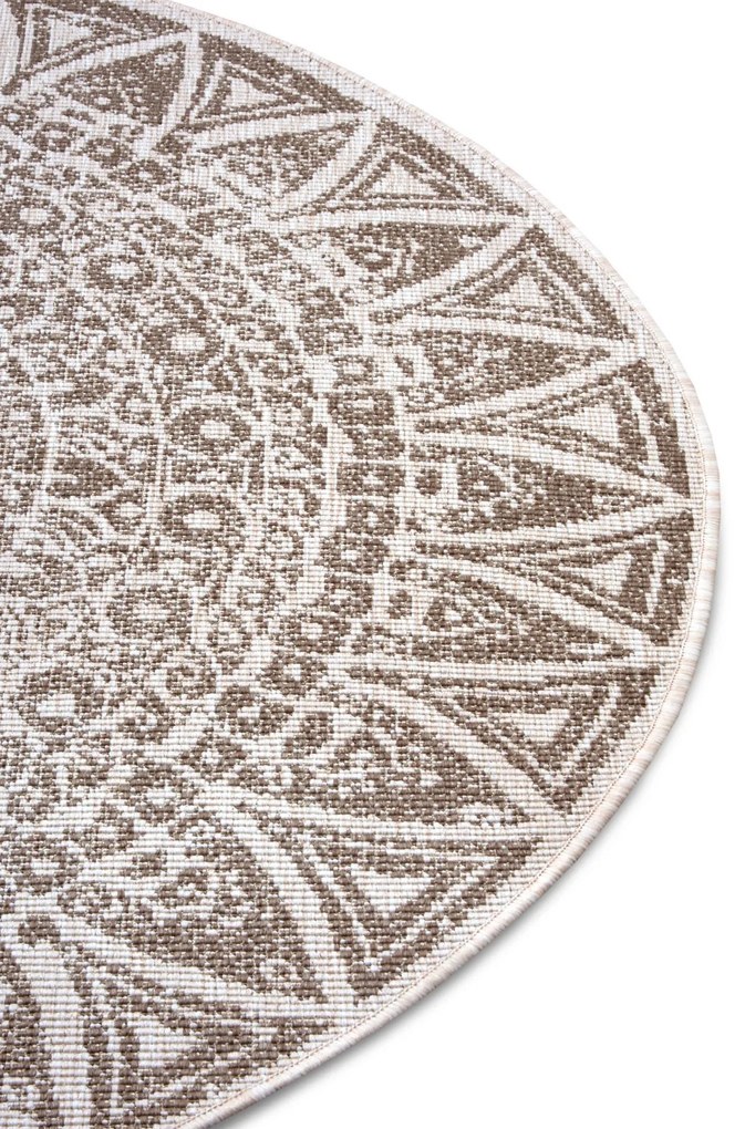 MK Original: Produkty s rodokmenem, Kusový koberec Mujkoberec Original Nora 105453 Linen kruh – na ven i na doma, 100x100 (průměr) kruh, hnědá, chodba / předsíň