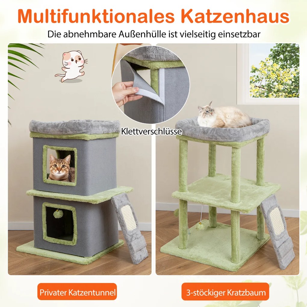 Costway 3-in-1 Sada kočičího nábytku Centrum pro kočky s domečkem pro kočky