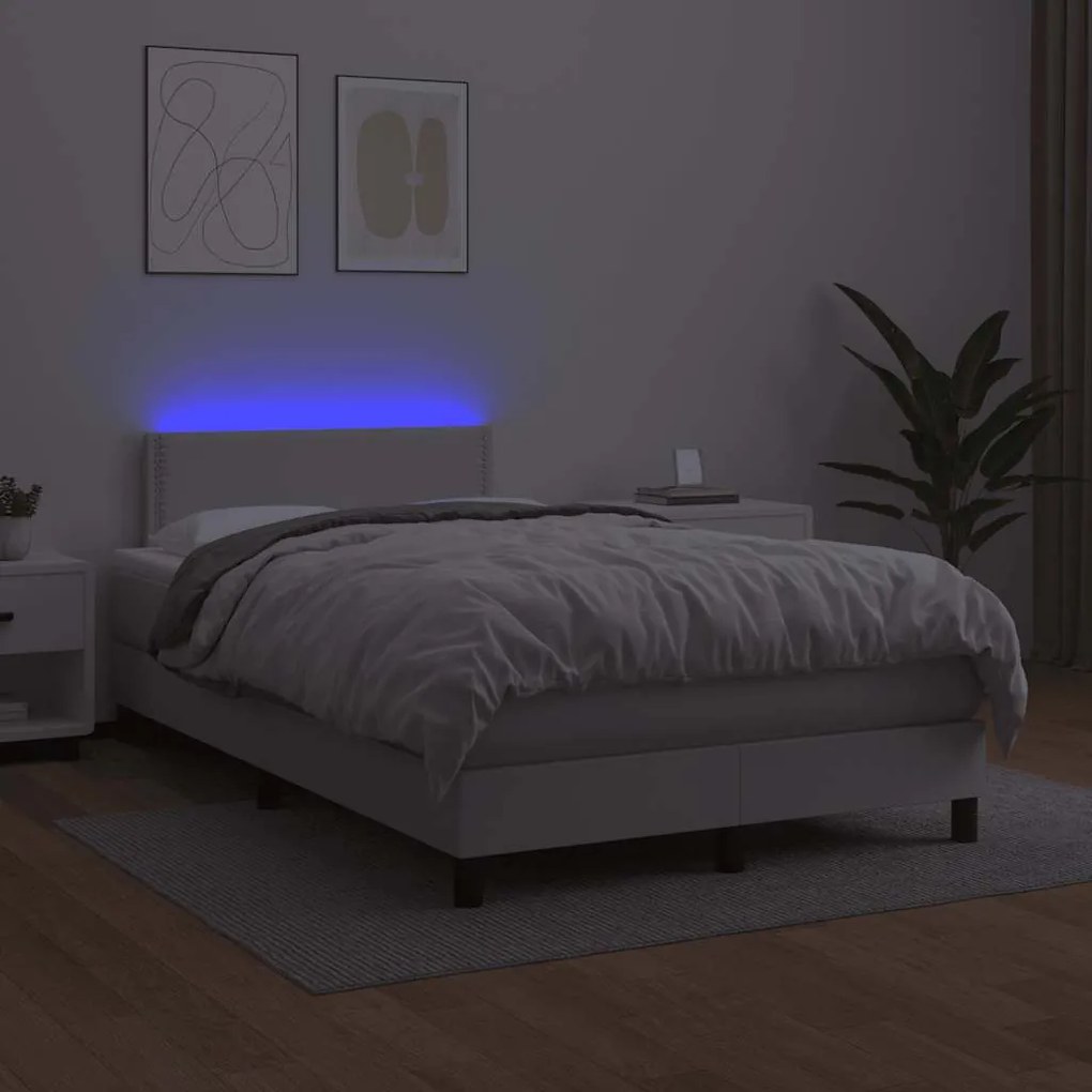 Box spring postel s matrací a LED bílá 120 x 190 cm umělá kůže 3270130