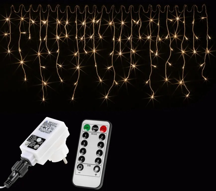 VOLTRONIC® 59793 Vánoční světelný déšť 400 LED teple bílá - 10 m + ovladač