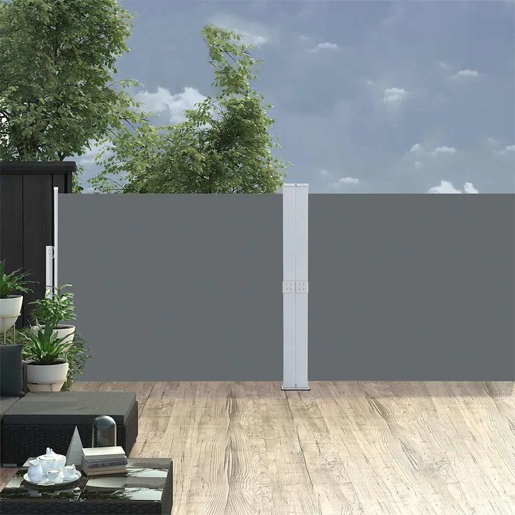 Zatahovací boční markýza / zástěna 140 x 1200 cm antracitová 313389