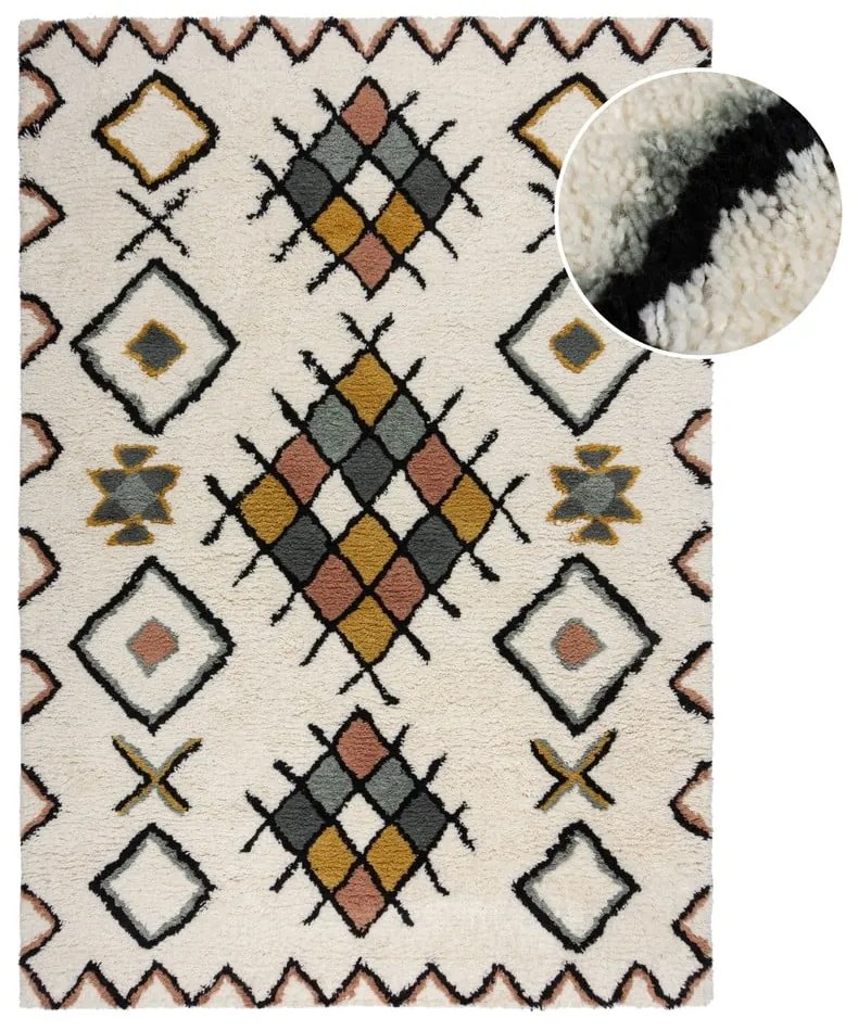 Krémový ručně tkaný vlněný koberec 200x290 cm Moroccan Midar – Flair Rugs