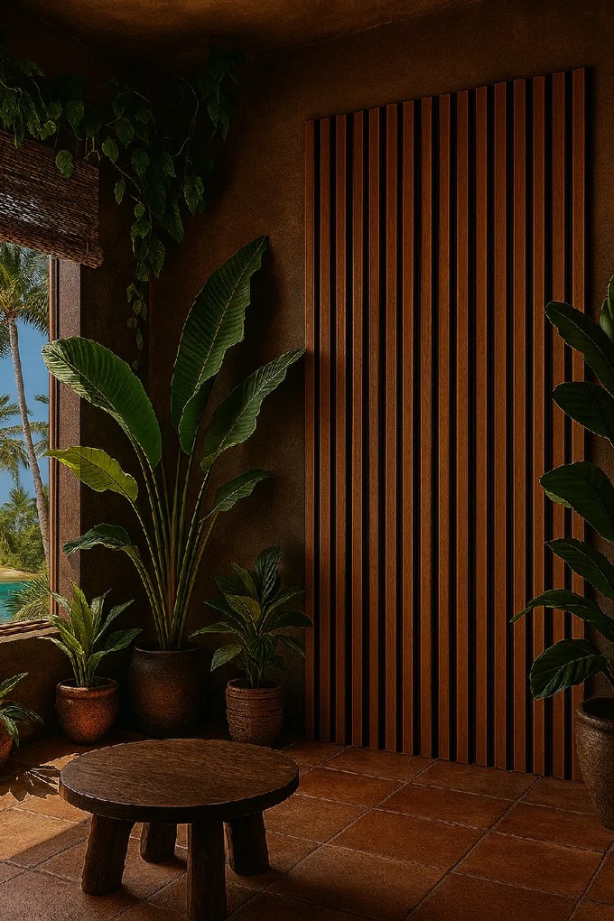 3D Dřevěné lamely na zeď na filci 255x46cm - Ořech TOSKÁNSKÝ