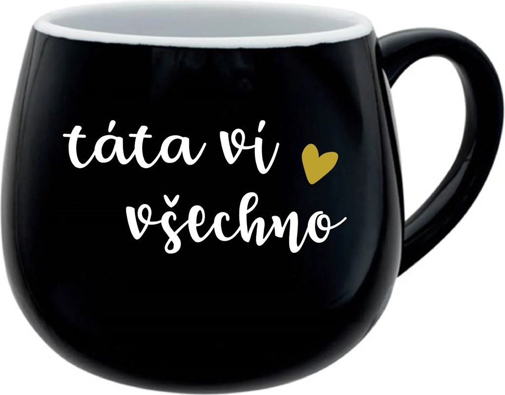 TÁTA VÍ VŠECHNO - černý keramický hrníček 300 ml