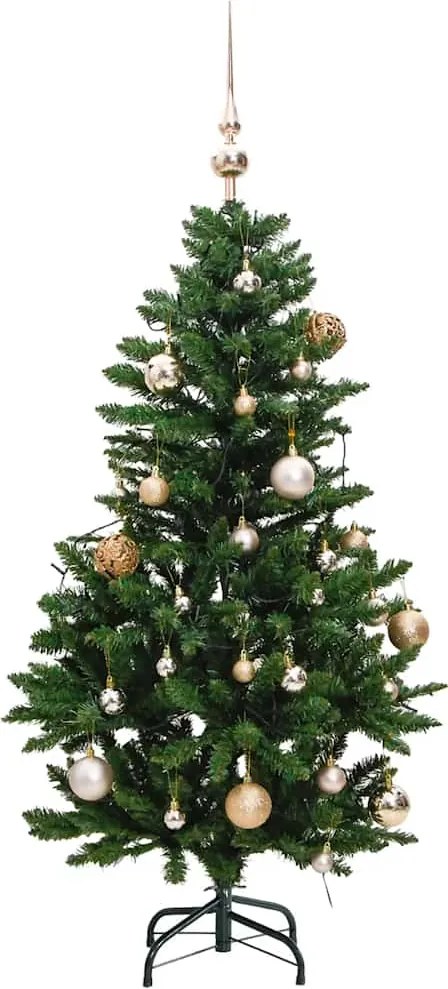 Umělý sklápěcí vánoční stromek se 150 LED a koulemi 120 cm 3210093
