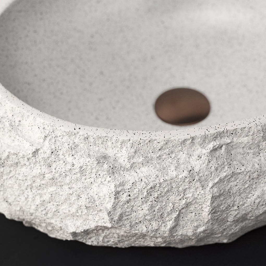 Rea Mika Cloudy, umyvadlo na desku 500x380x150 mm, bílá-imitace kamene, REA-U3584