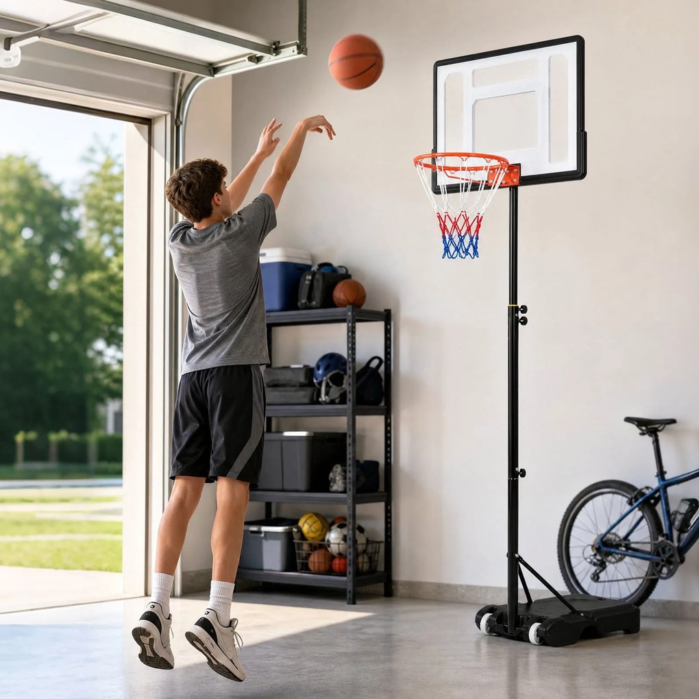 Costway Výškově nastavitelný basketbalový stojan s kolečky, ruční klikou