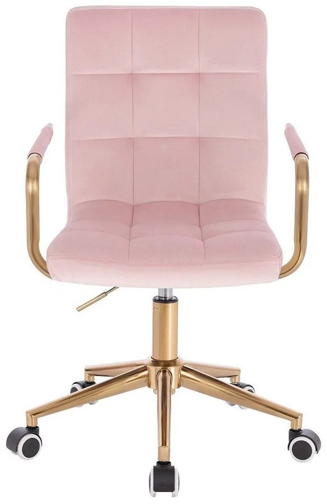 LuxuryForm DESIGN Otočná židle VERONA GOLD VELUR na zlaté podstavě s kolečky - růžová