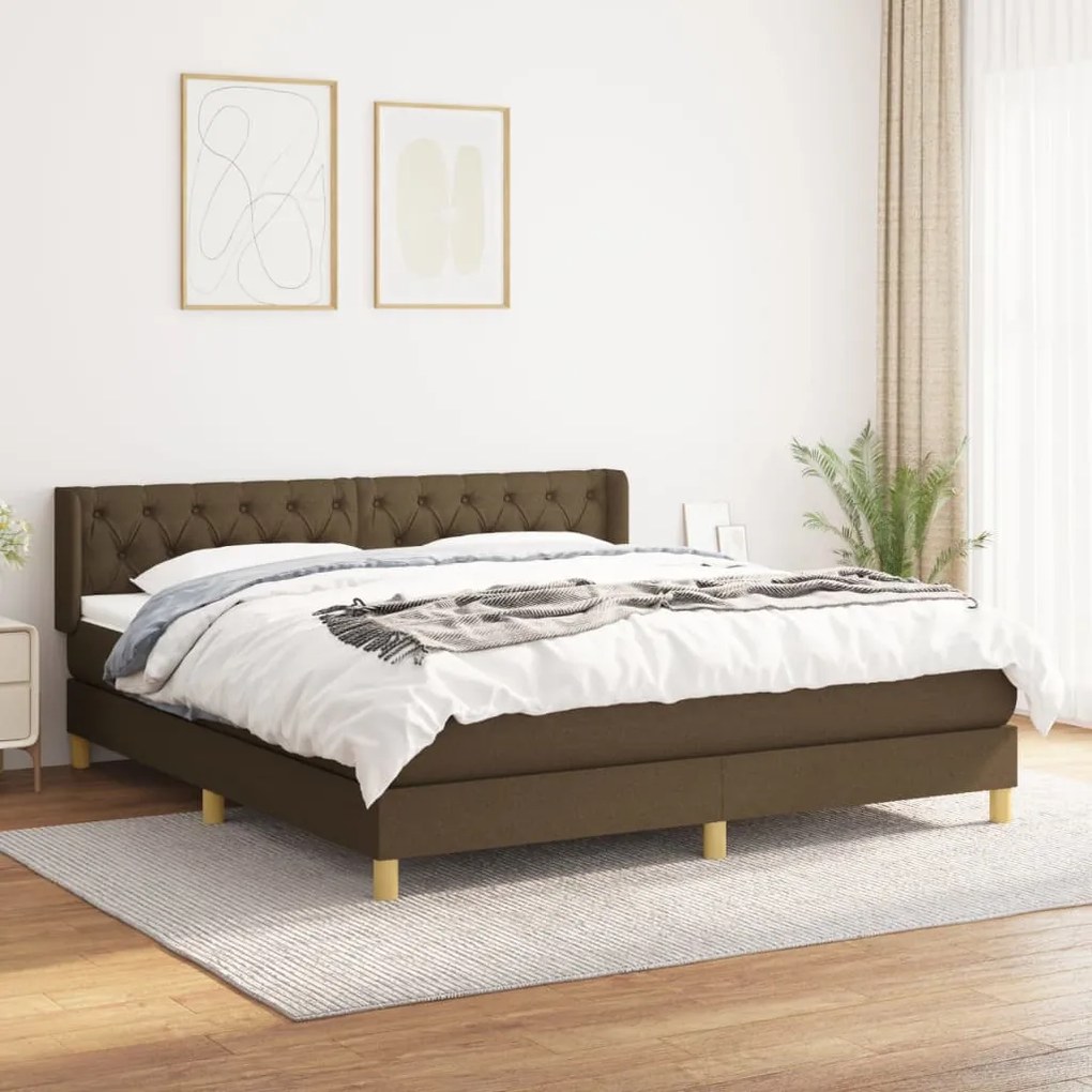 Box spring postel s matrací tmavě hnědá 160x200 cm textil 3130524