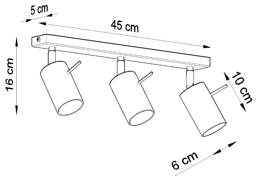 Bodové svítidlo Ring, 3x šedé kovové stínítko, (možnost polohování)
