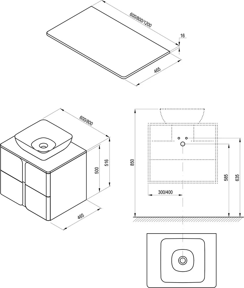 Ravak Balance 1200 120 x 46,5 cm X000001372 deska bílá