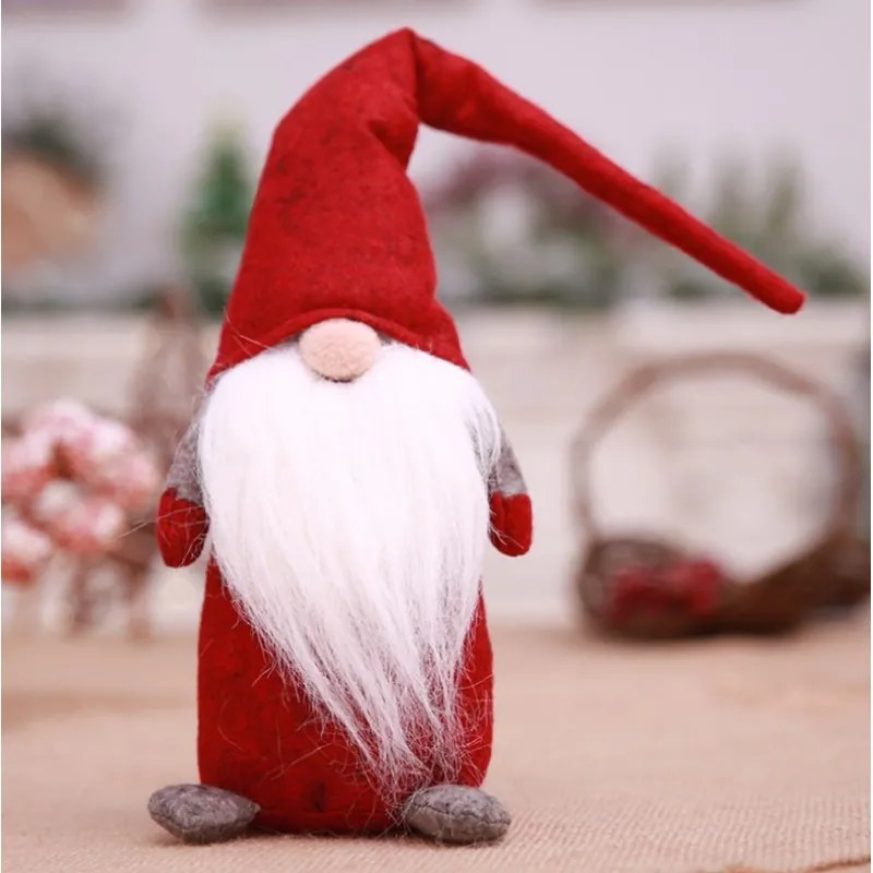 Vánoční skřítek HAPPY GNOME 44 cm, červený