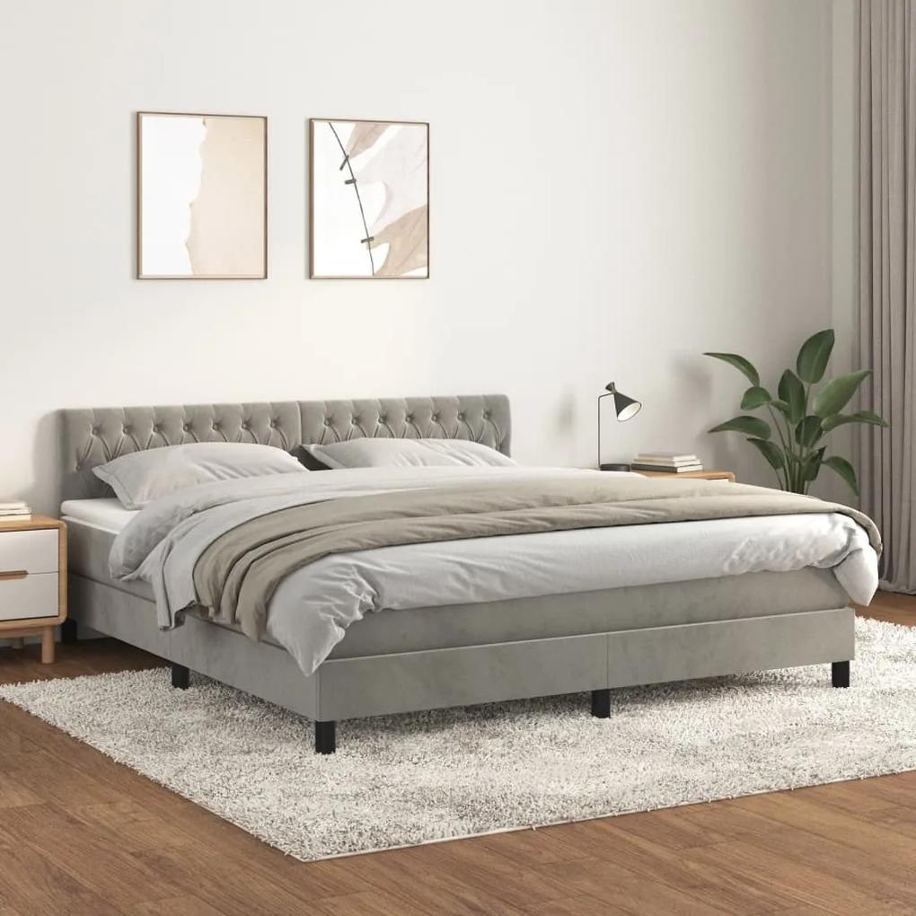Box spring postel s matrací světle šedá 180x200 cm samet,  3141497