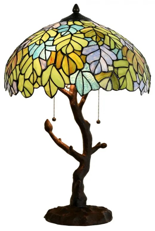 Stolní lampa Tiffany Urbain zelená ve tvaru stromku – 40x60 cm