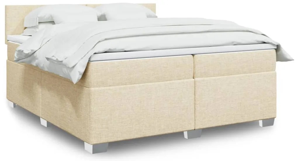 Box spring postel s matrací krémová 200x200 cm textil 3288293