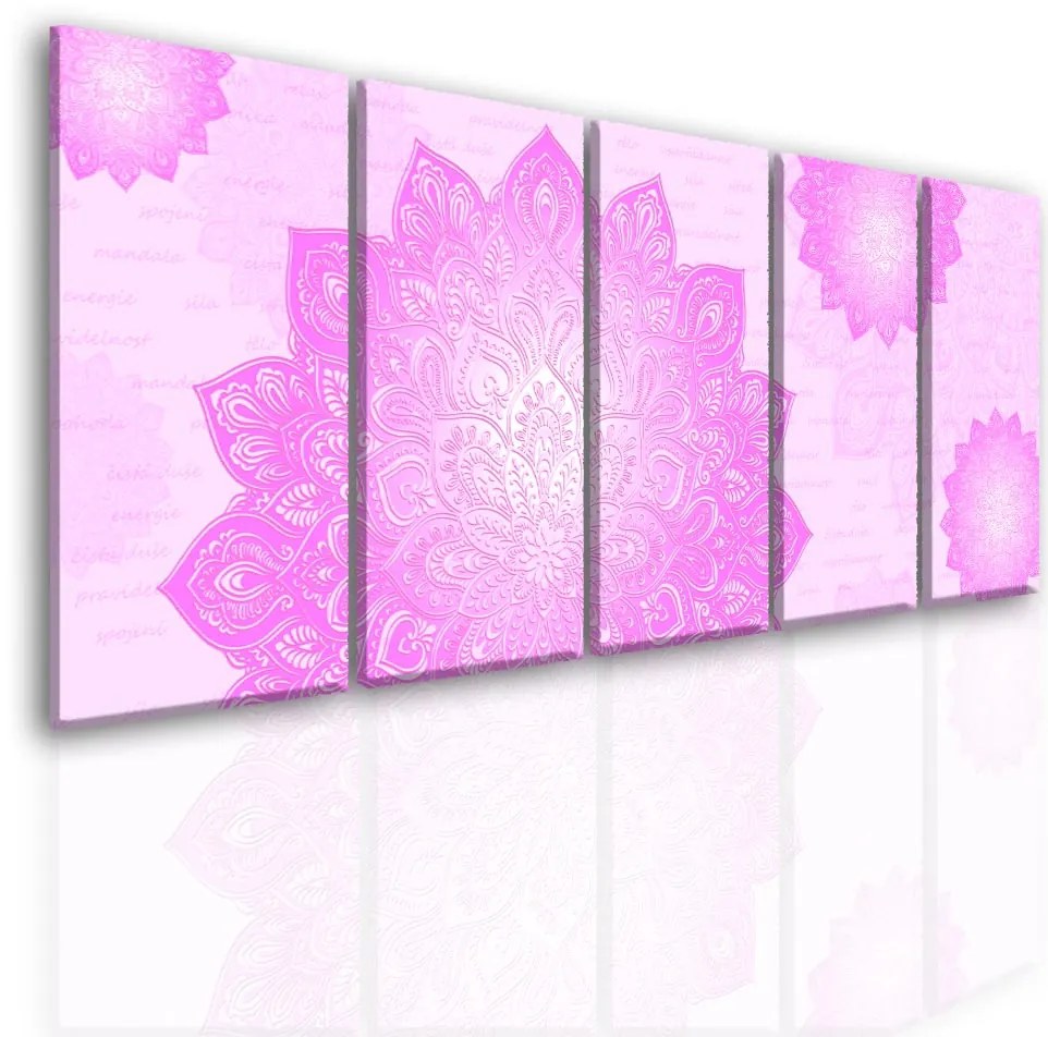 Pětidílný obraz mandala Pink Velikost (šířka x výška): 150x60 cm