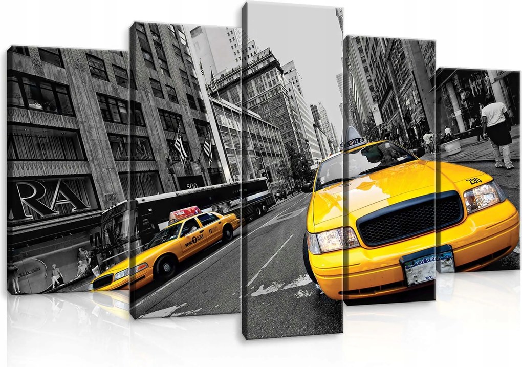 Obraz 100x60 Město New York taxi Manhattan dynamika pohyb žlutý