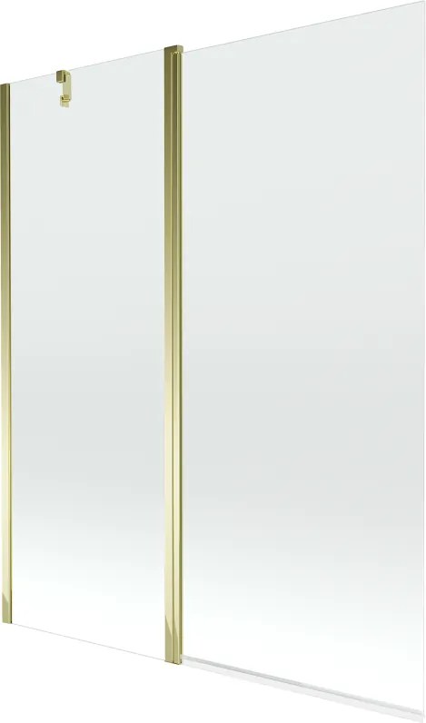 Mexen Flip, vanová zástěna 1-křídlová 140 x 150 cm, otočné křídlo, 6 mm čiré sklo, zlatý profil, 894-140-101-50-00