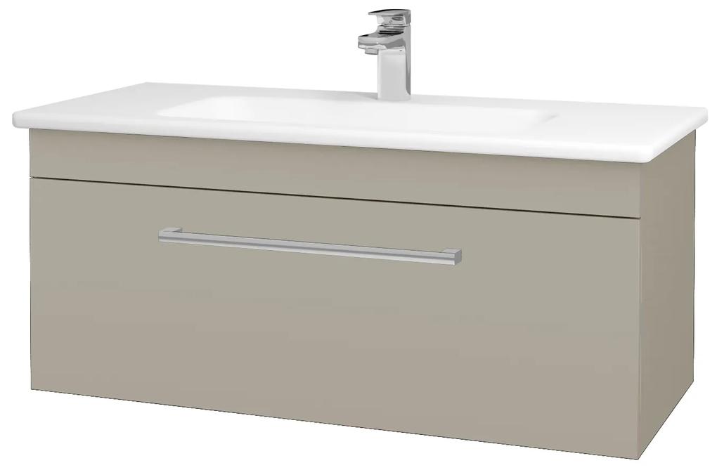 Dřevojas Koupelnová skříň ASTON SZZ 100 Varianta: N01 Bílá lesk / Úchytka T04 / D01 Beton