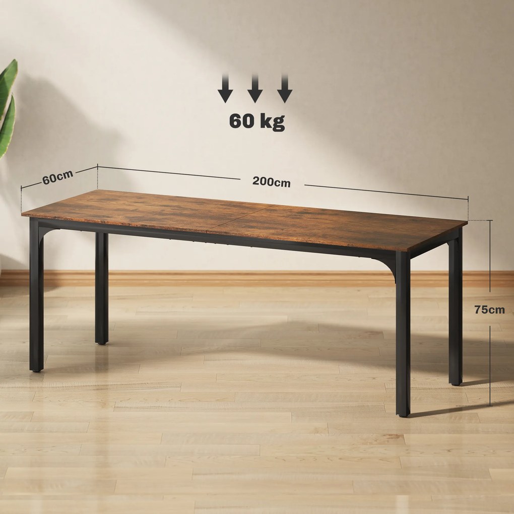 HOMCOM Psací stůl, počítačový stůl, rustikální design, hodně místa, dřevotříska, hnědá