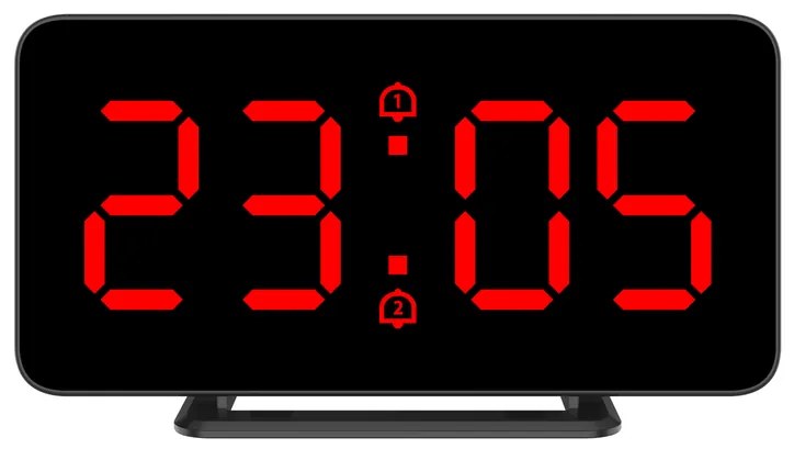 JVD Digitální černý budík do el. sítě JVD SB3216.3 s červenými LED číslama