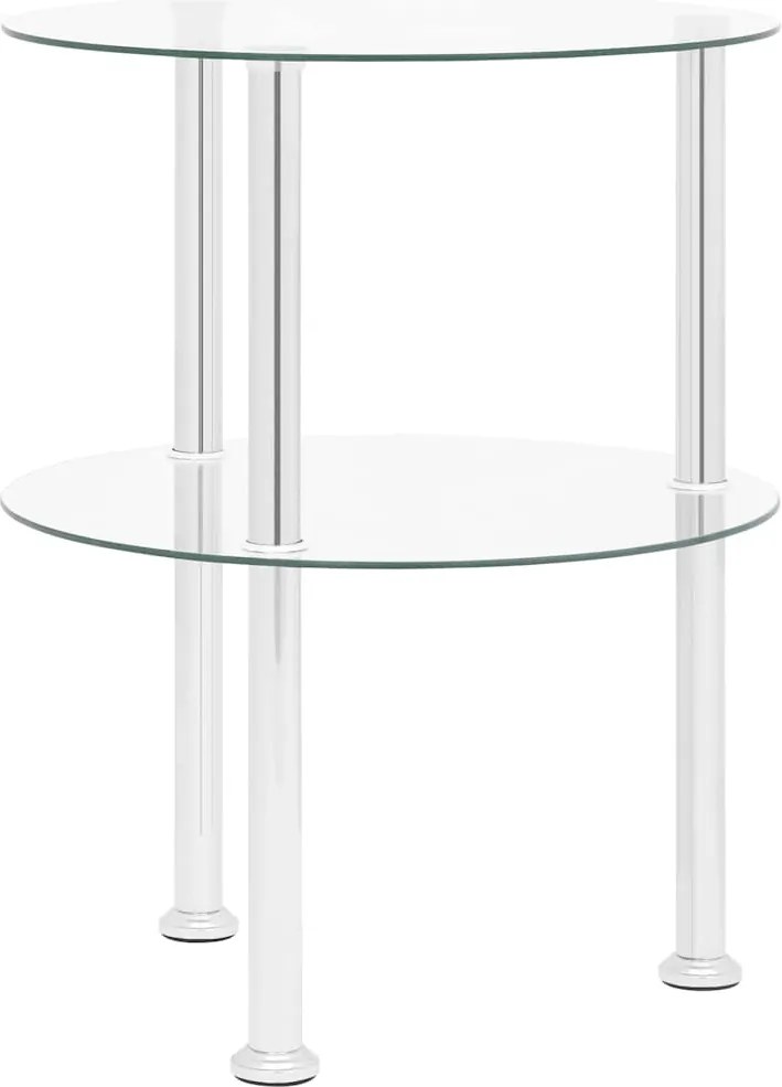 2patrový odkládací stolek průhledný 38 cm tvrzené sklo 322787