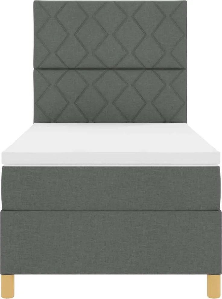 Postel s boxspringem s čelo Tmavě šedá 90 x 200 cm textil 3339666