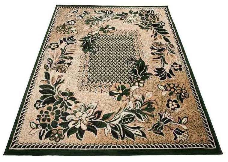 Kusový koberec PP Květiny zelený, Velikosti 60x100cm