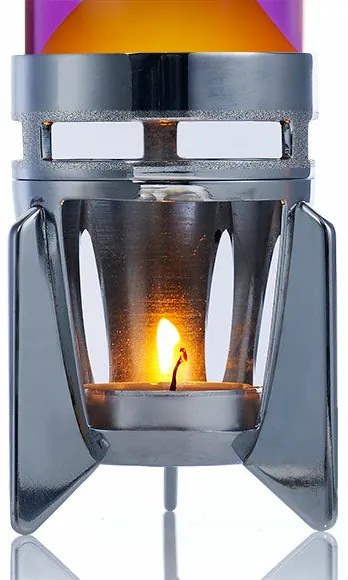Mathmos Fireflow R1 Black, originální lávová lampa černá s růžovou tekutinou a fialovou lávou, pro čajovou svíčku, výška 24cm