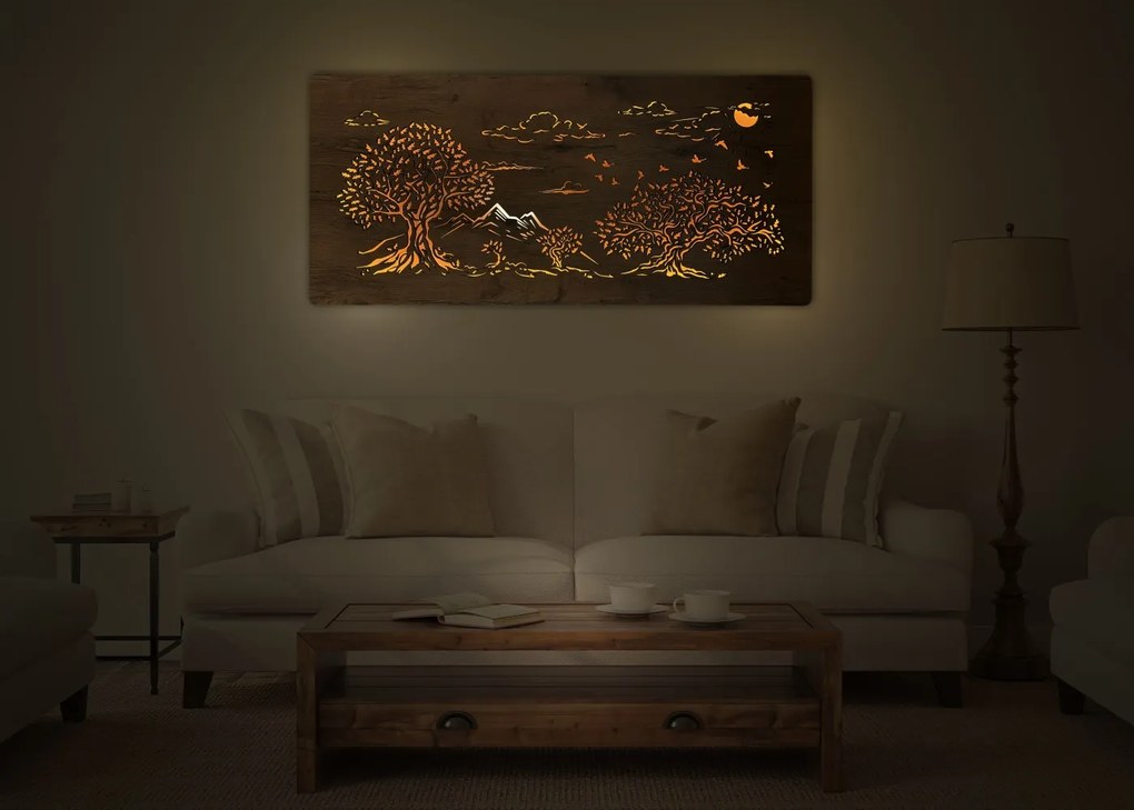 Li-Go "Čtyři duby" světelný obraz 230V 130x60cm provedení povrchu: bříza