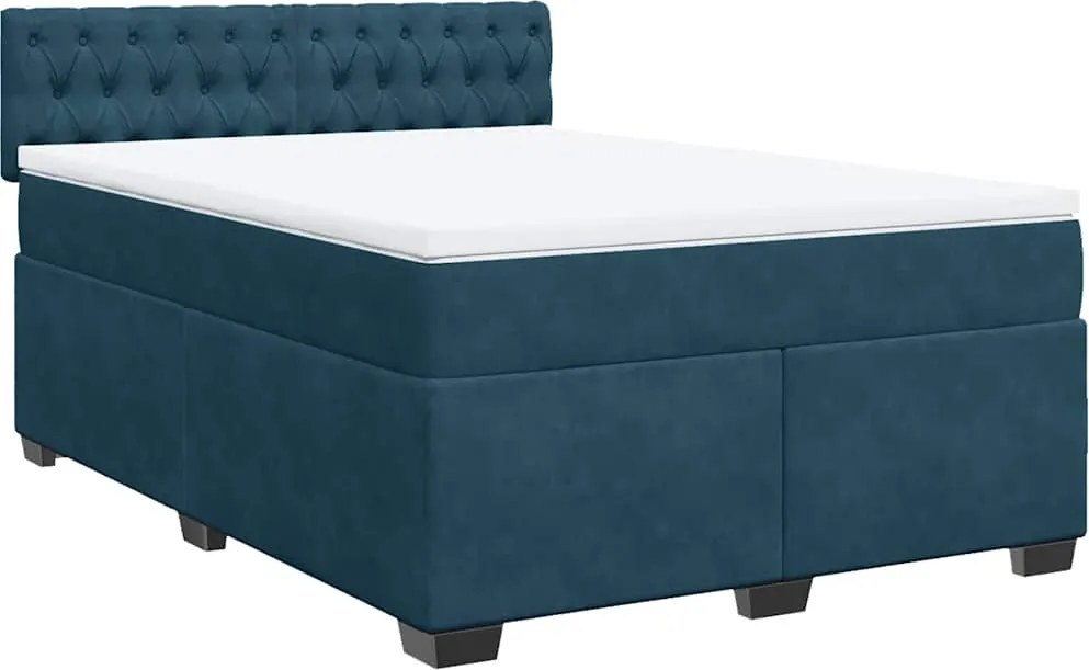Box spring postel s matrací modrá 140 x 200 cm samet 3288640