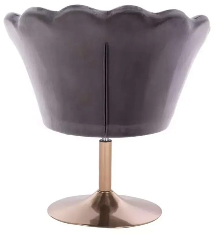 LuxuryForm DESIGN Otočné křeslo FREY VELUR na zlatém talíři - tmavě šedé