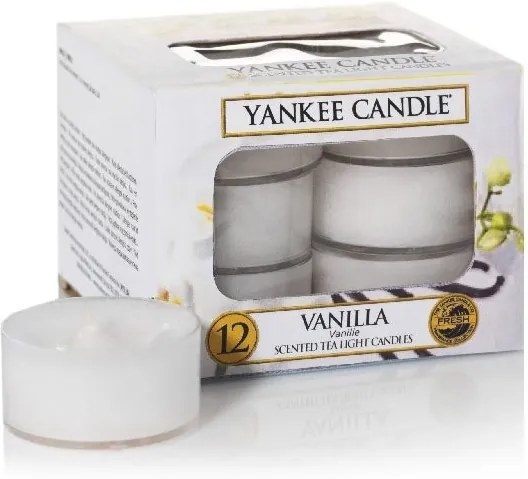 Yankee Candle – čajové svíčky Vanilla (Vanilka), 12 ks