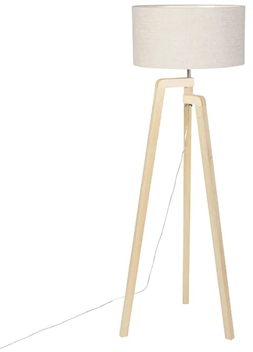 Stojací lampa stativ dřevo s odstínem pepře 50 cm - Puros