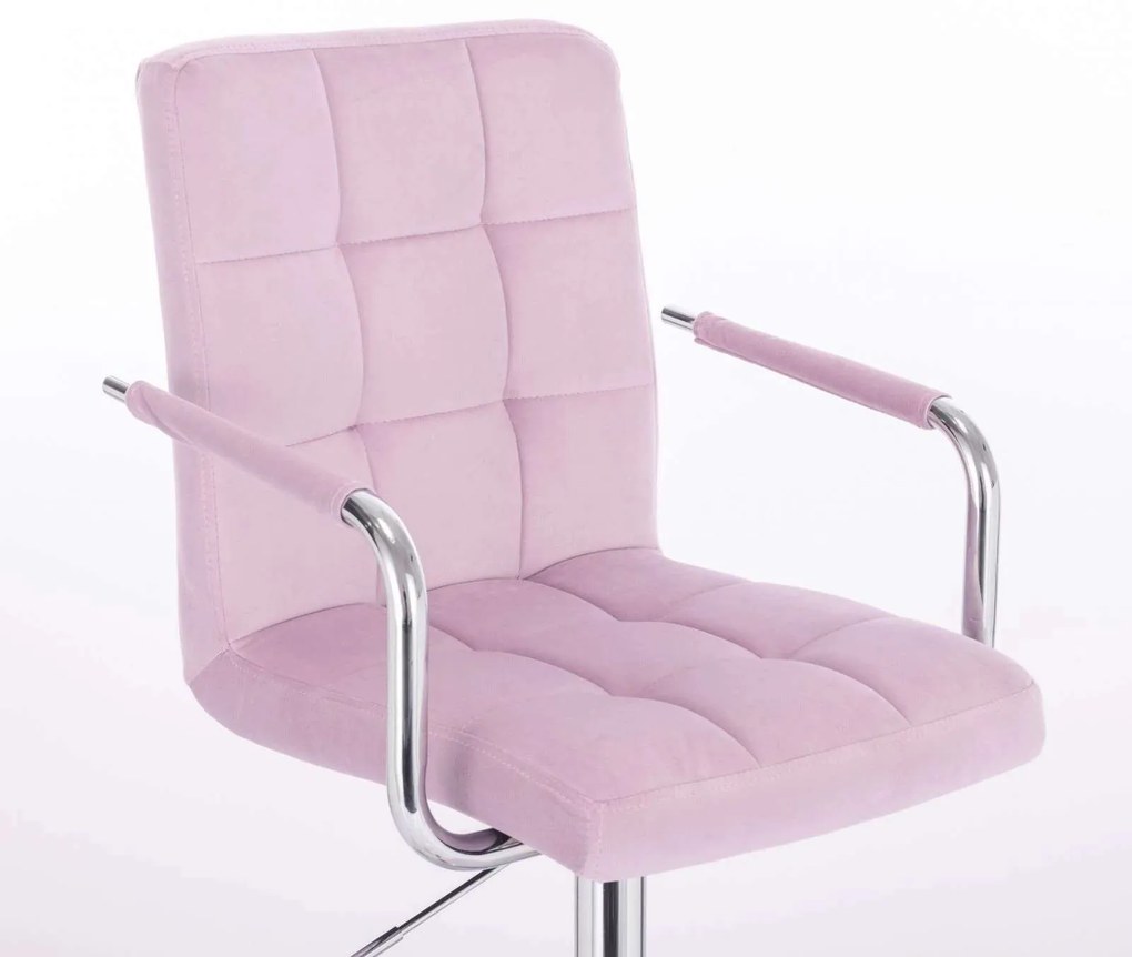 LuxuryForm DESIGN Barová židle VERONA VELUR na stříbrné kulaté podstavě - levandule