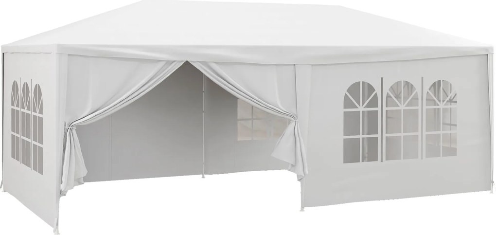 Outsunny Zahradní Stan 6x3 m Odnímatelný Zahradní Altán se 4 Okny a 2 Zipovými Dveřmi, 6 Bočními Stěnami a Voděodolným Pavilonem pro Terasu, Patio a P