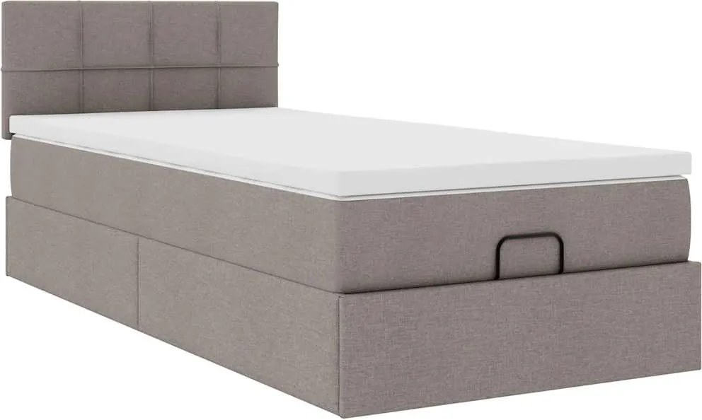 Osmanský rám postele s matrací taupe 80x200cm textil 3312267