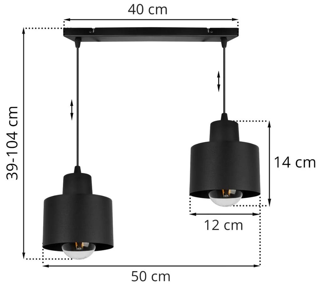 Závěsné svítidlo PANTA, 2x černé kovové stínítko