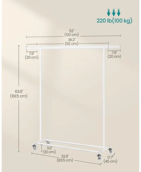 Mobilní stojanový věšák LINEA bílá