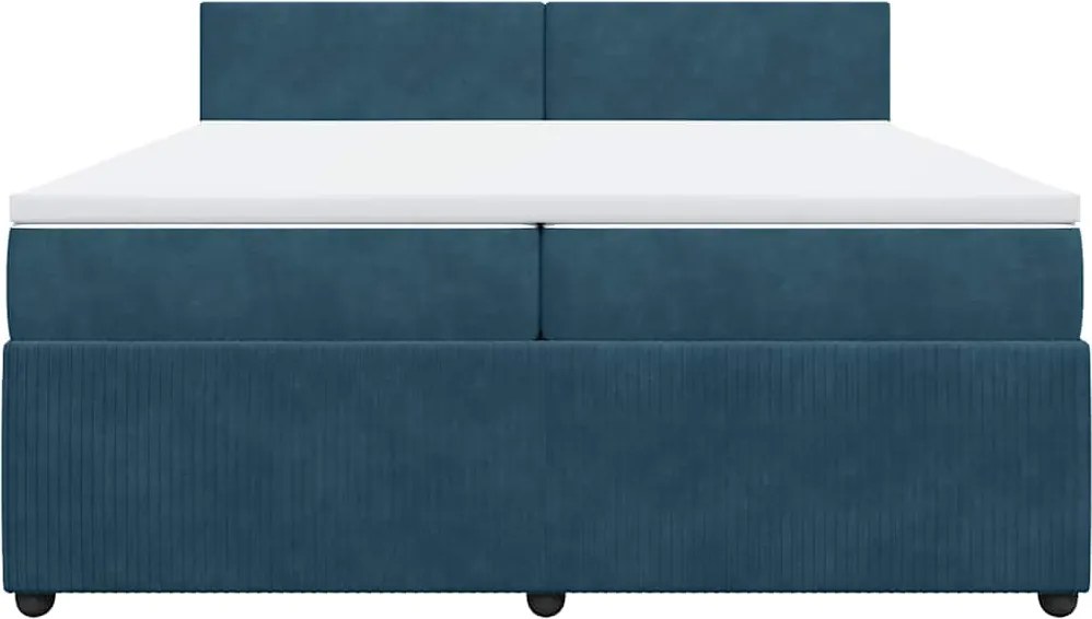 Box spring postel s matrací modrá 200 x 200 cm samet 3290128