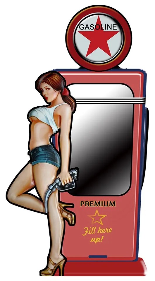 Nástěnné zrcadlo v červeném kovovém rámu Gasoline - 48*4*90 cm