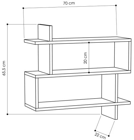 Nástěnná police PARALEL 65,5x70 cm hnědá