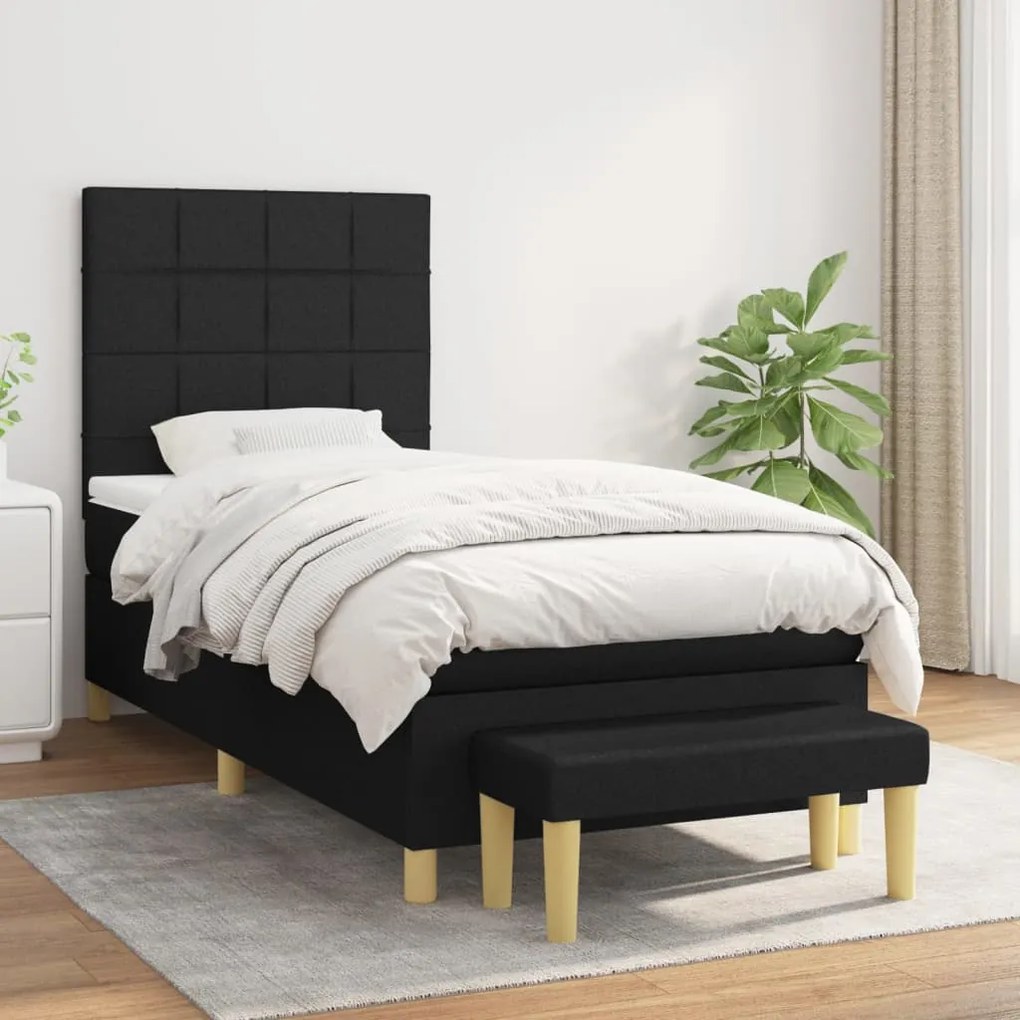Box spring postel s matrací černá 90x190 cm textil 3137119