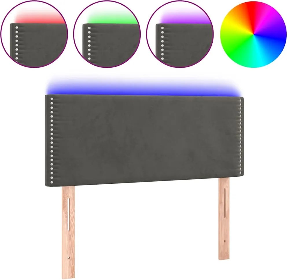 Čelo postele s LED tmavě šedé 90x5x78/88 cm samet 3121509