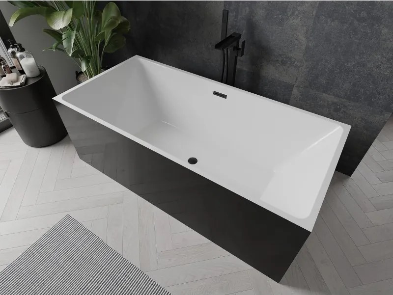 Mexen Nita, volně stojící vana 170 x 80 cm, bílá-černá, černý matný přepad, 52091708075-70