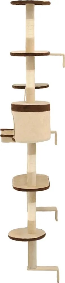 Nástěnné škrabadlo pro kočky sisalové sloupky 194cm béžovohnědé 170589